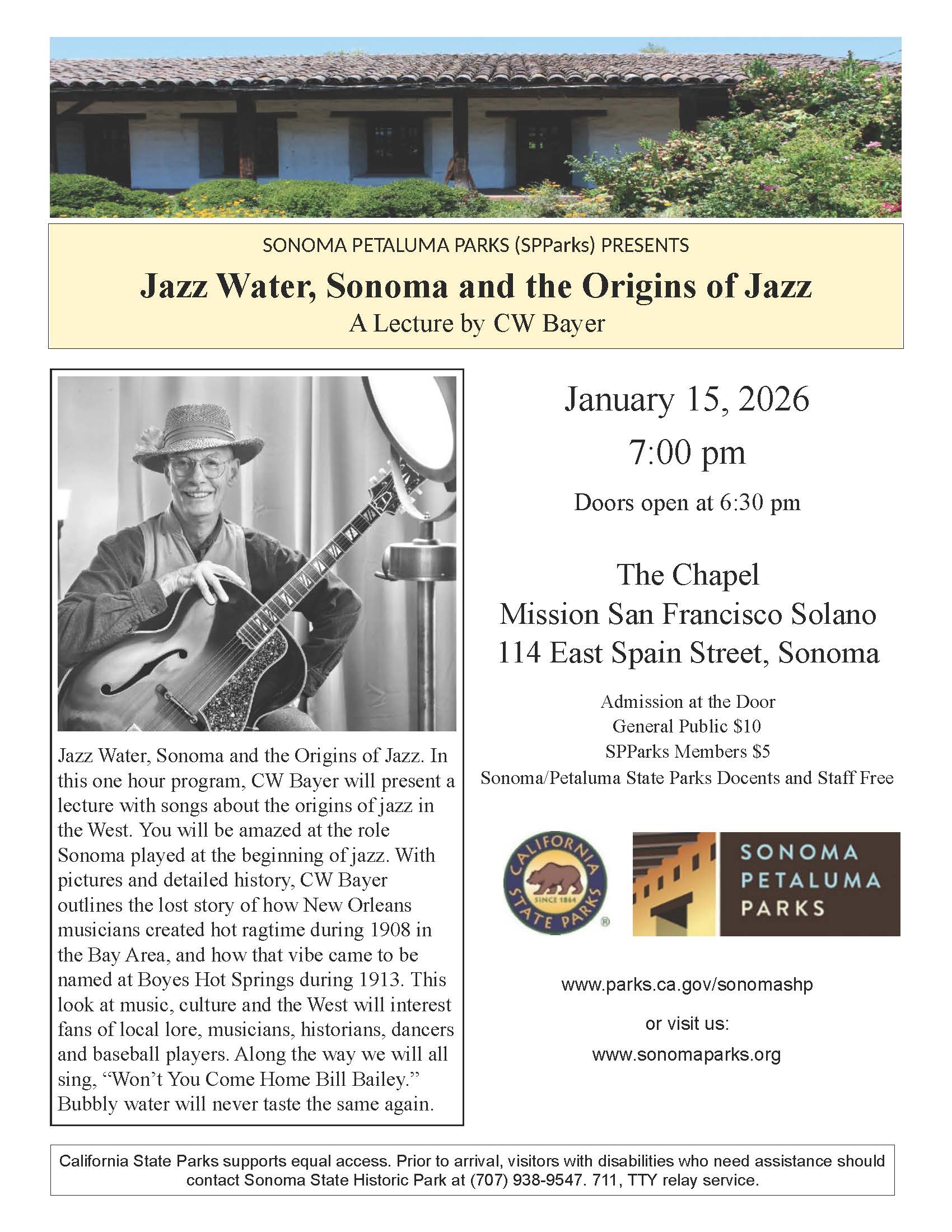 Sonoma Parks » Lecture: CW Bayer – Jazz Water, Sonoma and the Origins ...